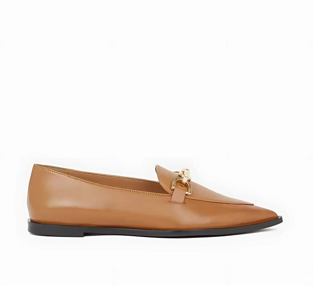 Leather Buckle Detail Pointed Toe Loafer - Divine & Elegant