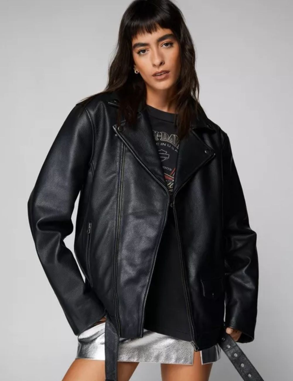 Real Leather Boyfriend Biker Jacket - Divine & Elegant