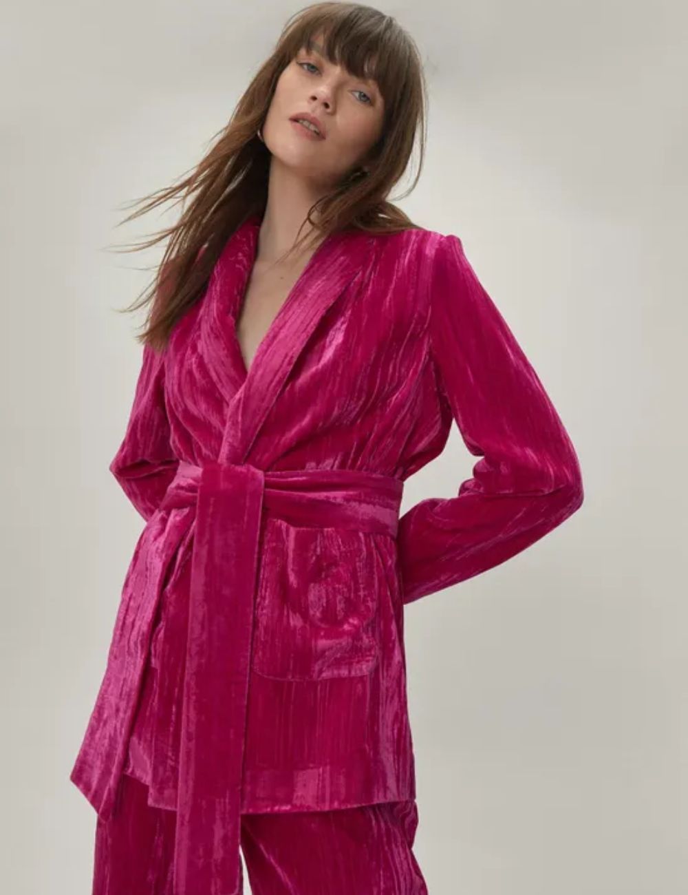 Velvet Wrap Waist Suit Blazer - Divine & Elegant