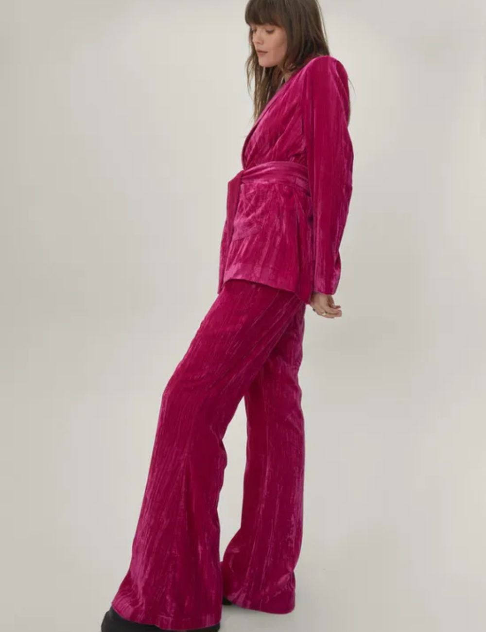 Velvet Wrap Waist Suit Blazer - Divine & Elegant