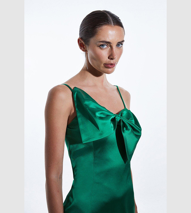 Italian Satin Statement Bow Mini Dress - Divine & Elegant