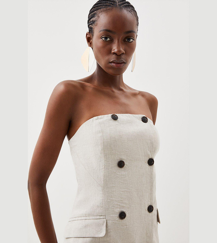 Linen Bandeau Pencil Dress - Divine & Elegant