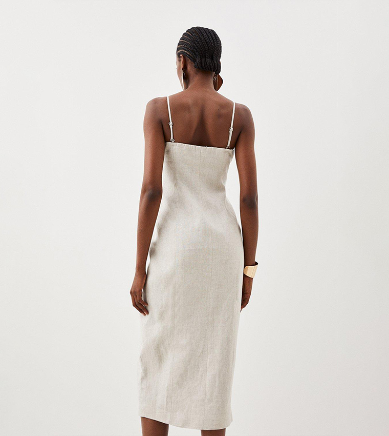 Linen Bandeau Pencil Dress - Divine & Elegant