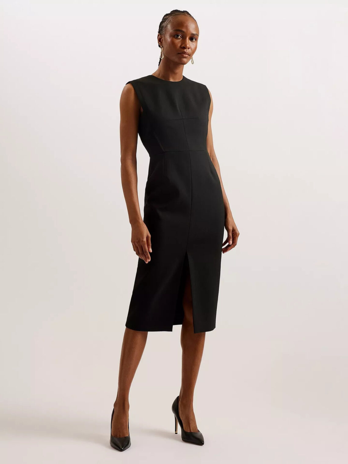 Manabud Tailored With Front Split Knee Length Dress