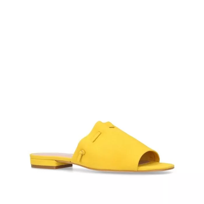 Opal Yellow Leather Slip On Mules - Divine & Elegant