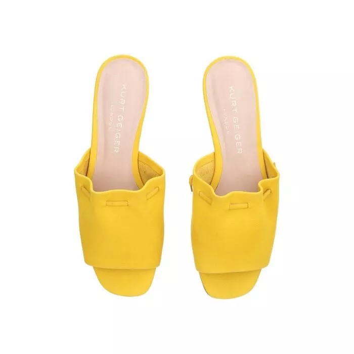 Opal Yellow Leather Slip On Mules - Divine & Elegant