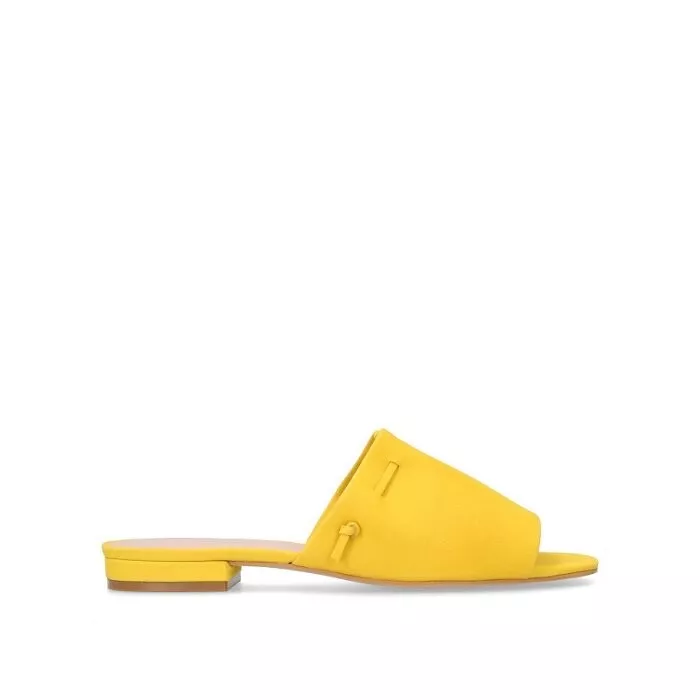 Opal Yellow Leather Slip On Mules - Divine & Elegant