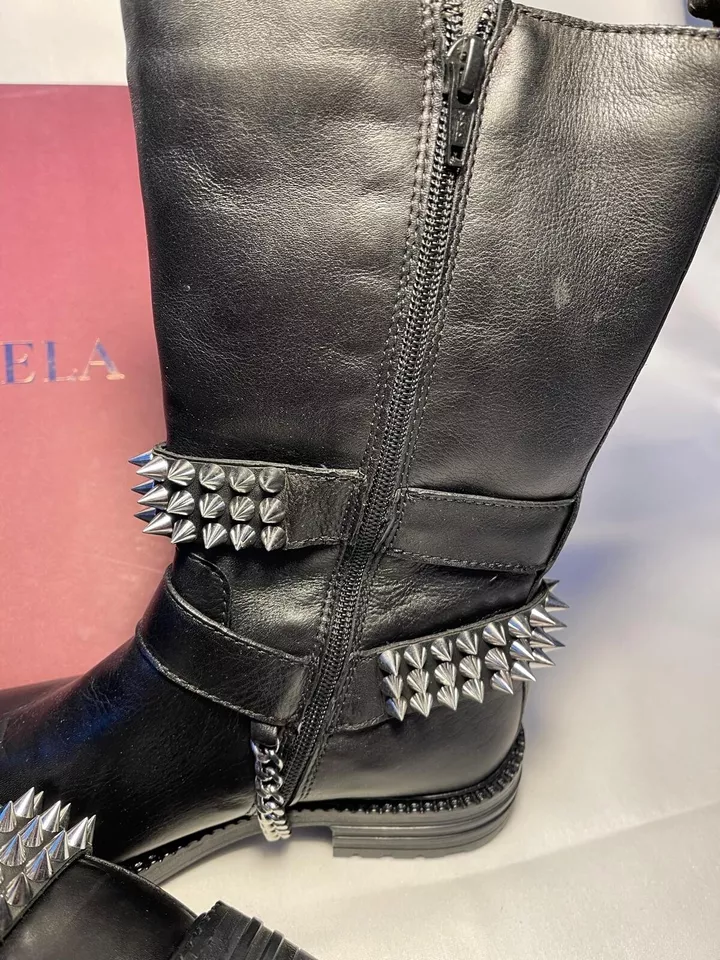Savage Spiked Leather Boots - Divine & Elegant