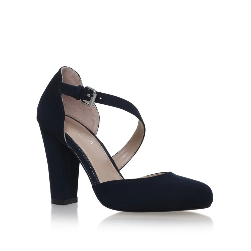 Navy Blue Heel Court Shoes - Divine & Elegant